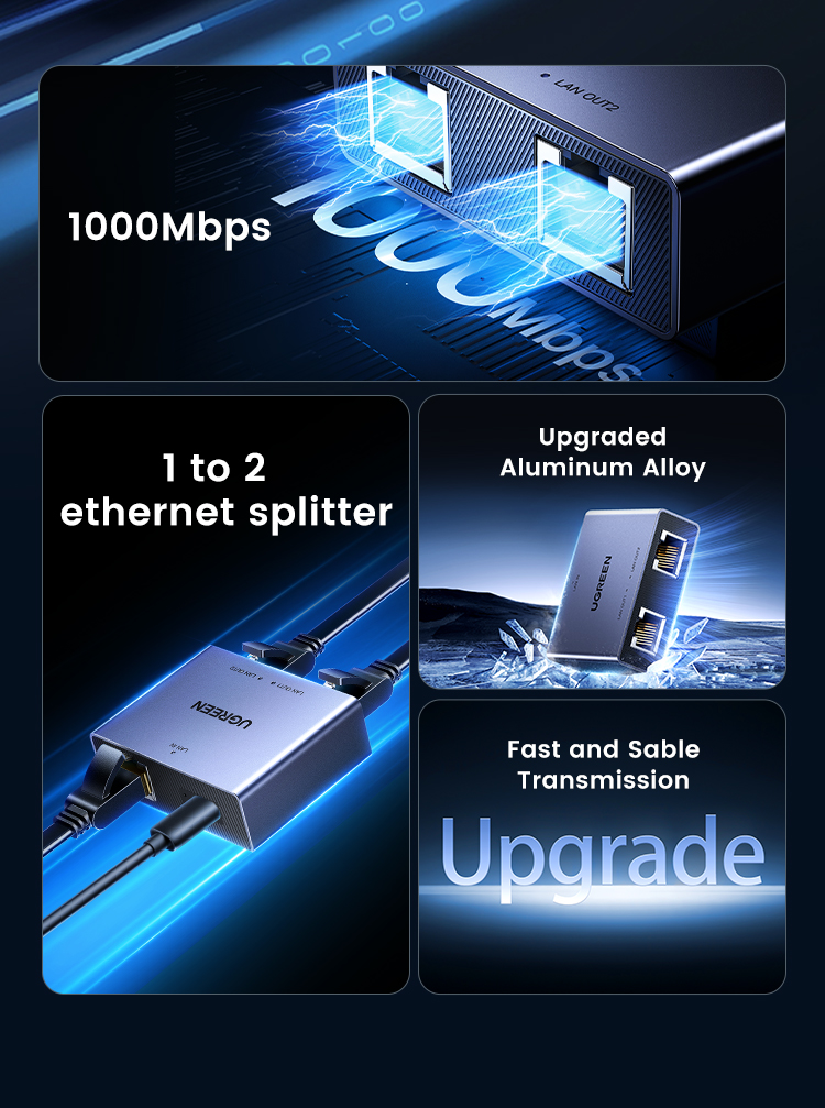 UGREEN RJ45 Splitter 1 to 2 Ethernet Adapter Internet Network Cable ...