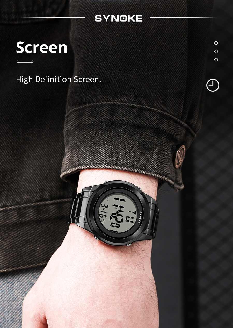SYNOKE Watch for Men Digital Fashion Sports Stainless Steel ...