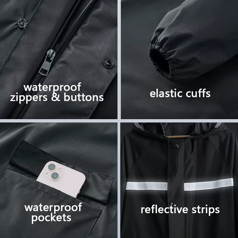 Premium Oxford Cloth Raincoat For Adults Hooded Long Rainsuit With ...