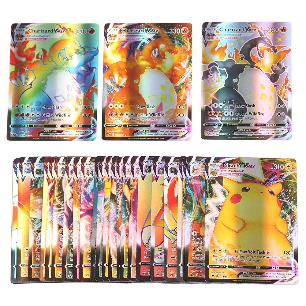 100PCS Pokemon Cards Energy Card Rare Metal Vmax GX Charizard ...