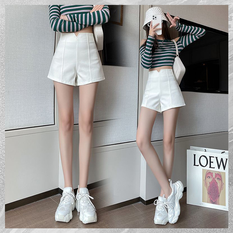 Plus Size Women Solid Color High-Waisted Shorts Korean Style Students ...