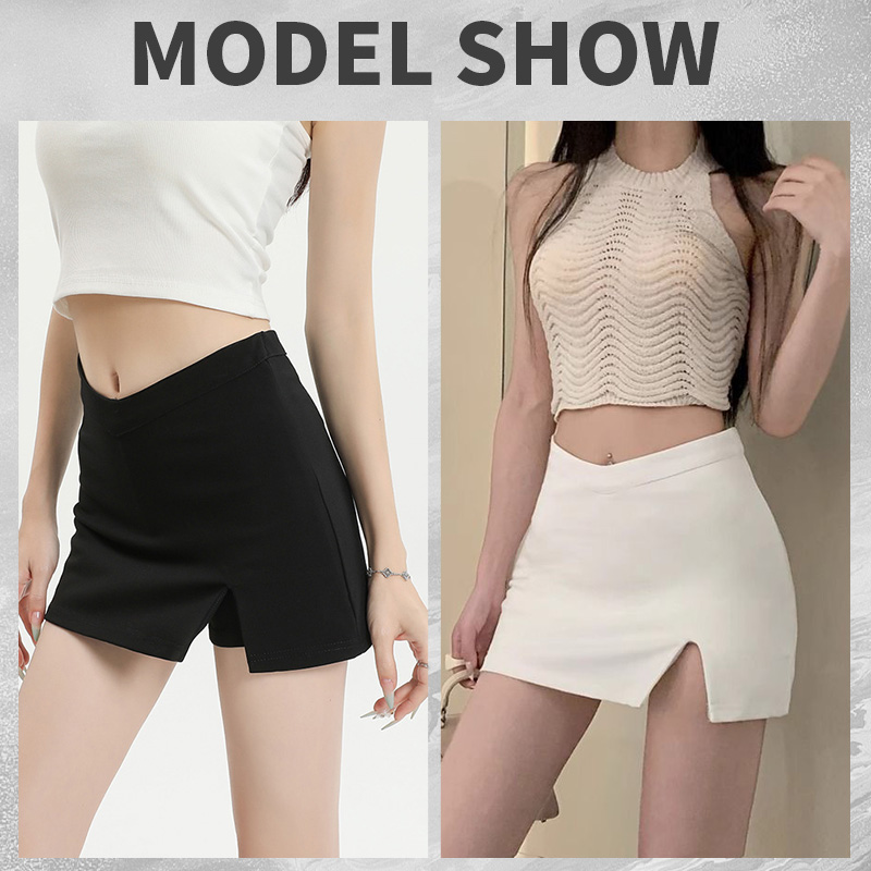 Skort Palda for Woman Black Skirt Korean High Waist Skirt With Slit Slim Bodycon Mini Skirt For ...