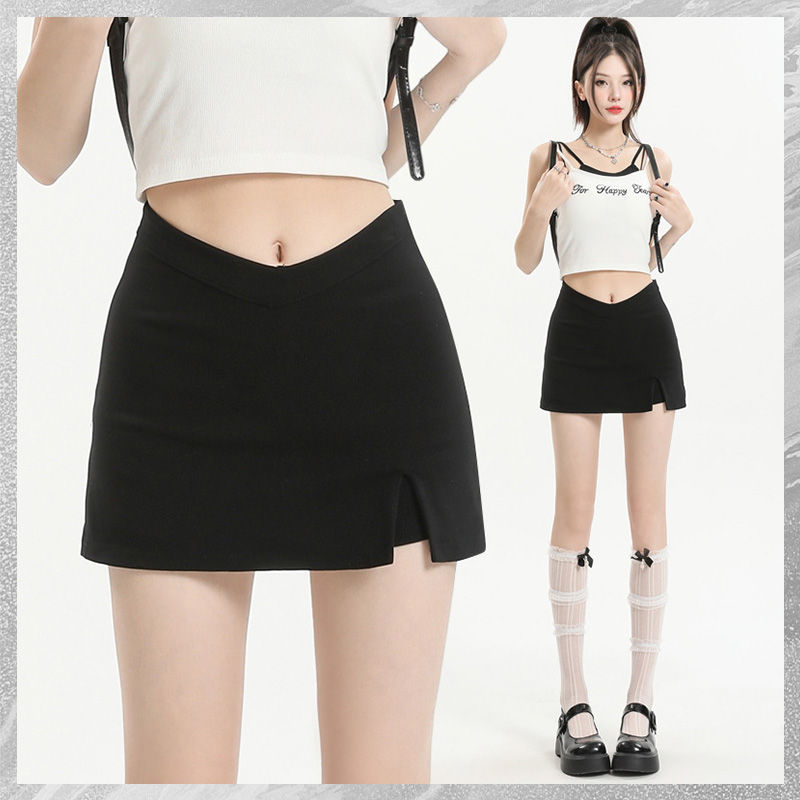 Skort Palda for Woman Black Skirt Korean High Waist Skirt With Slit Slim Bodycon Mini Skirt For ...