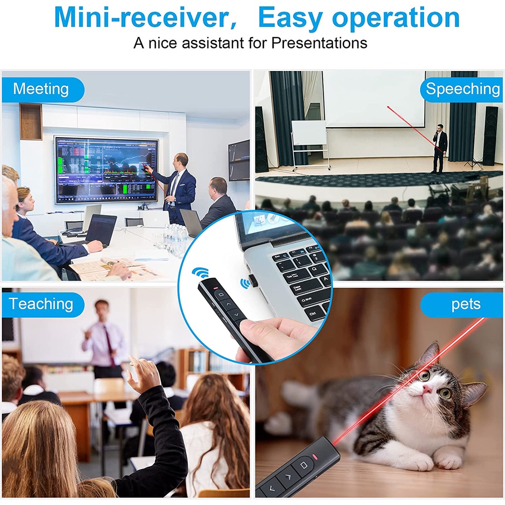 2.4G Rechargeable Wireless PowerPoint Presenter Clicker With Laser ...