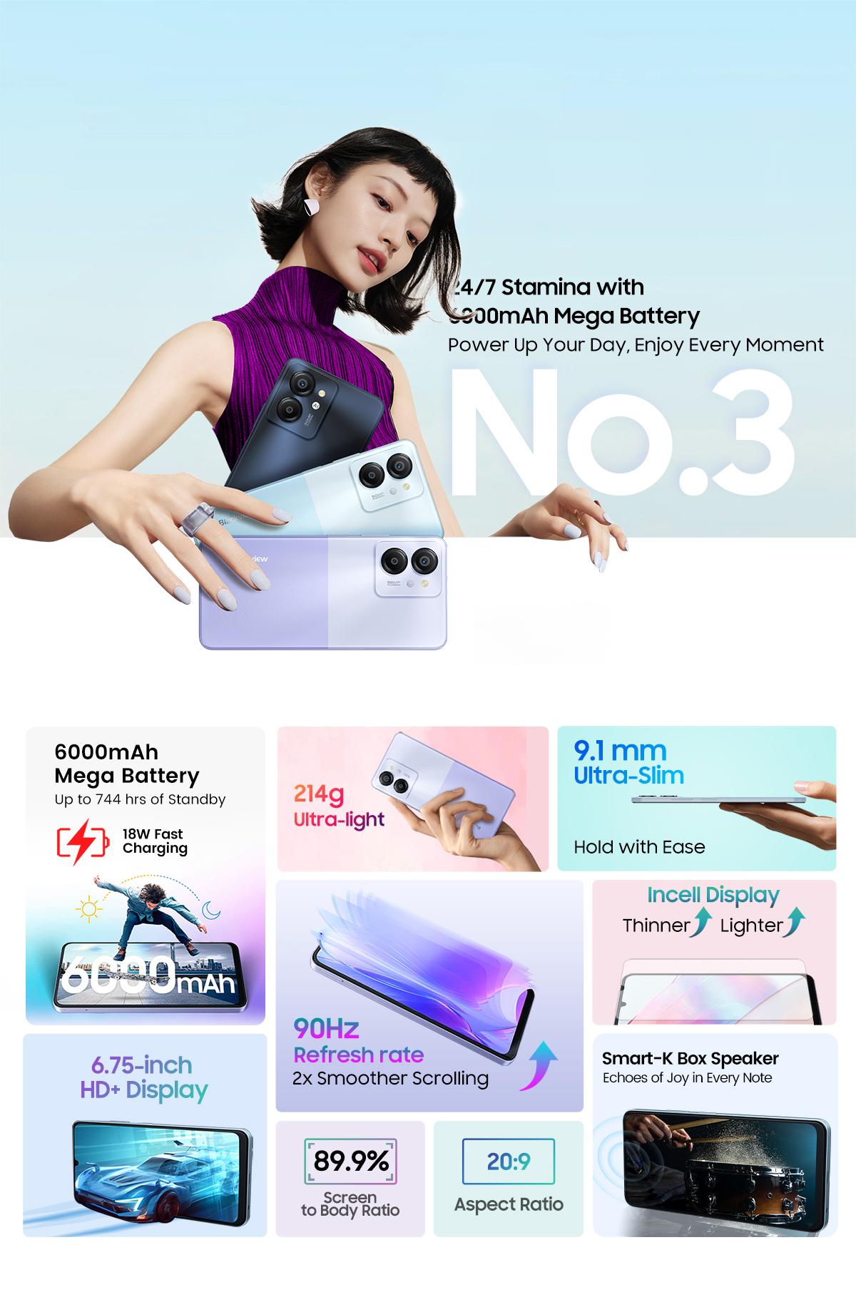 Blackview Color 8 Android Smartphone (6.75'' / 8GB + 256GB) | Shopee ...