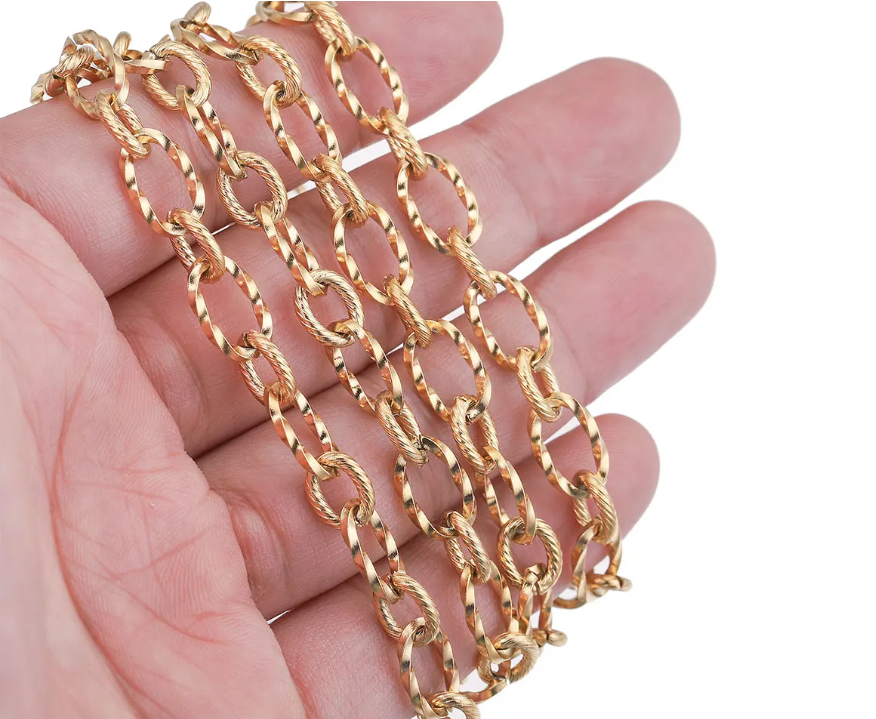 1Meter Stainless Steel Twist Cable Gold Chain For Jewelry Making Roll ...