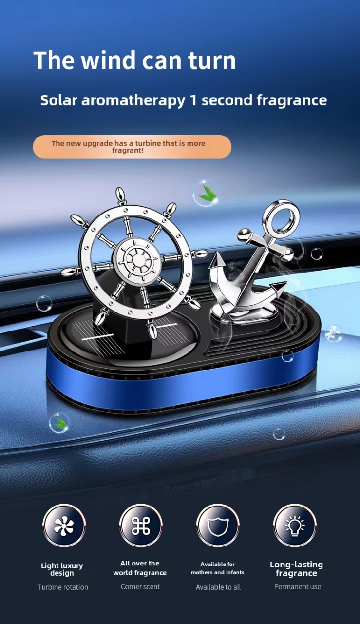 Car Freshener Solar Powered Skipper Rotating Aroma Diffuser Diffusion ...
