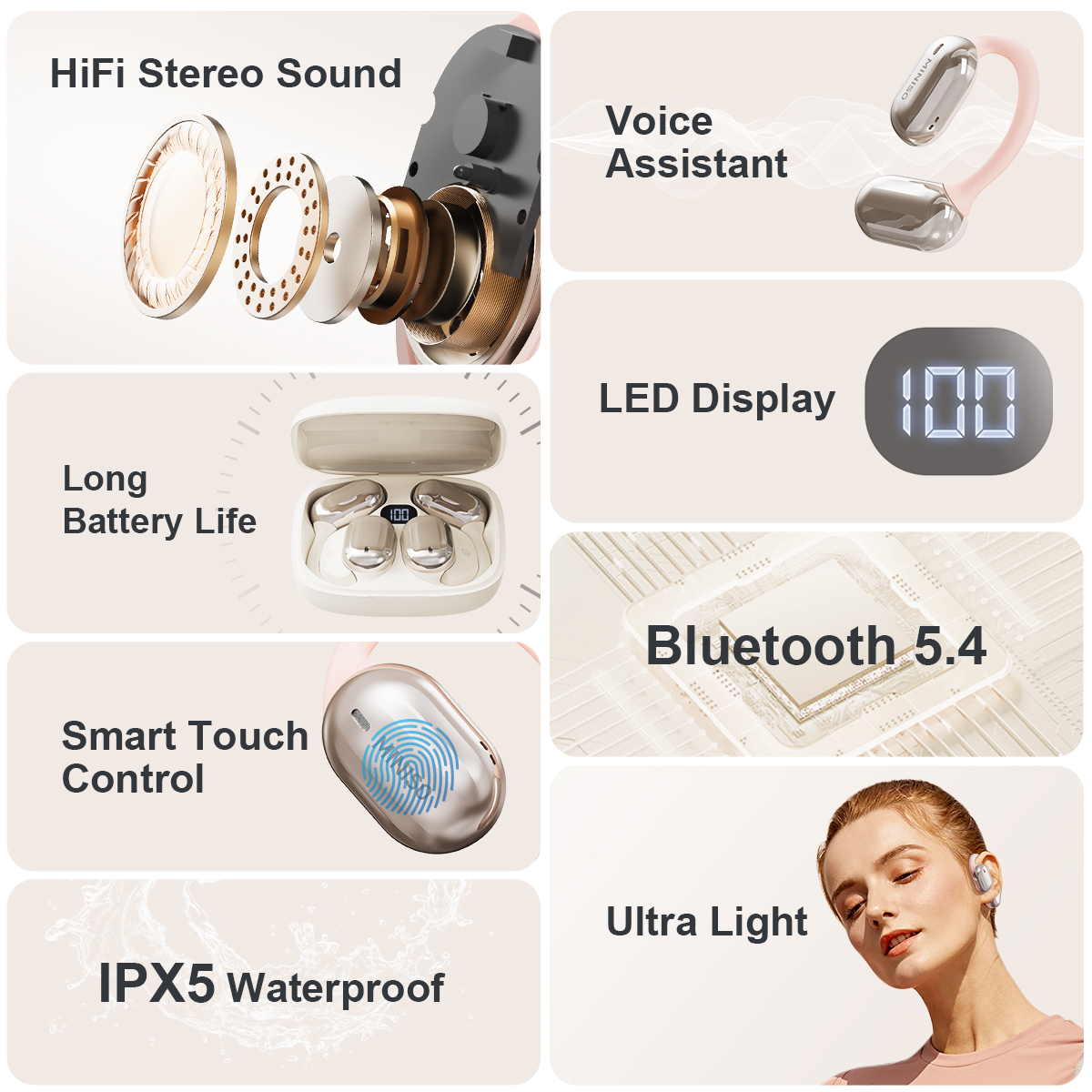 MINISO X23 Bluetooth earphones Open Ear Wireless Sports Headphones ...