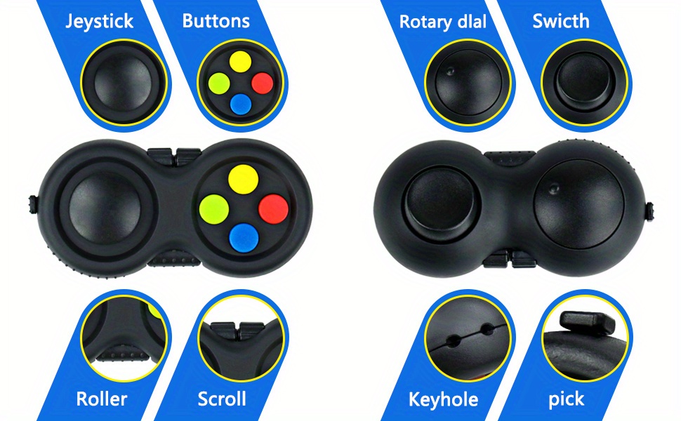 Fidget Pad with 8 Fidget Functions, Fidget Controller Stress Reducer ...