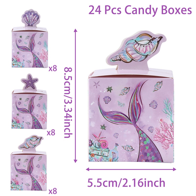 Mermaid Candy Box For Gift Packaging Watercolor Little Mermaid Gift Box ...