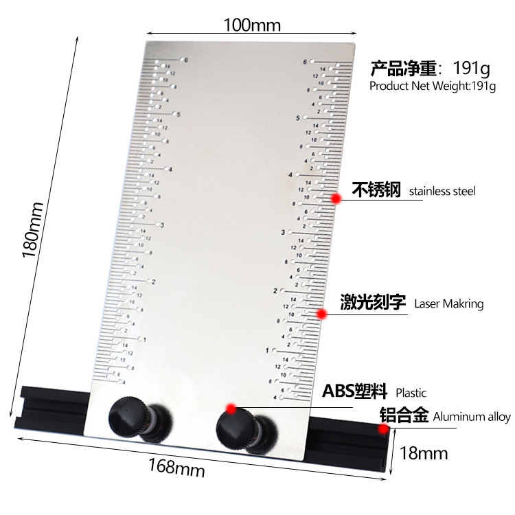 Inch Hole Ruler Stainless Steel with Base Multifunctional Woodworking ...