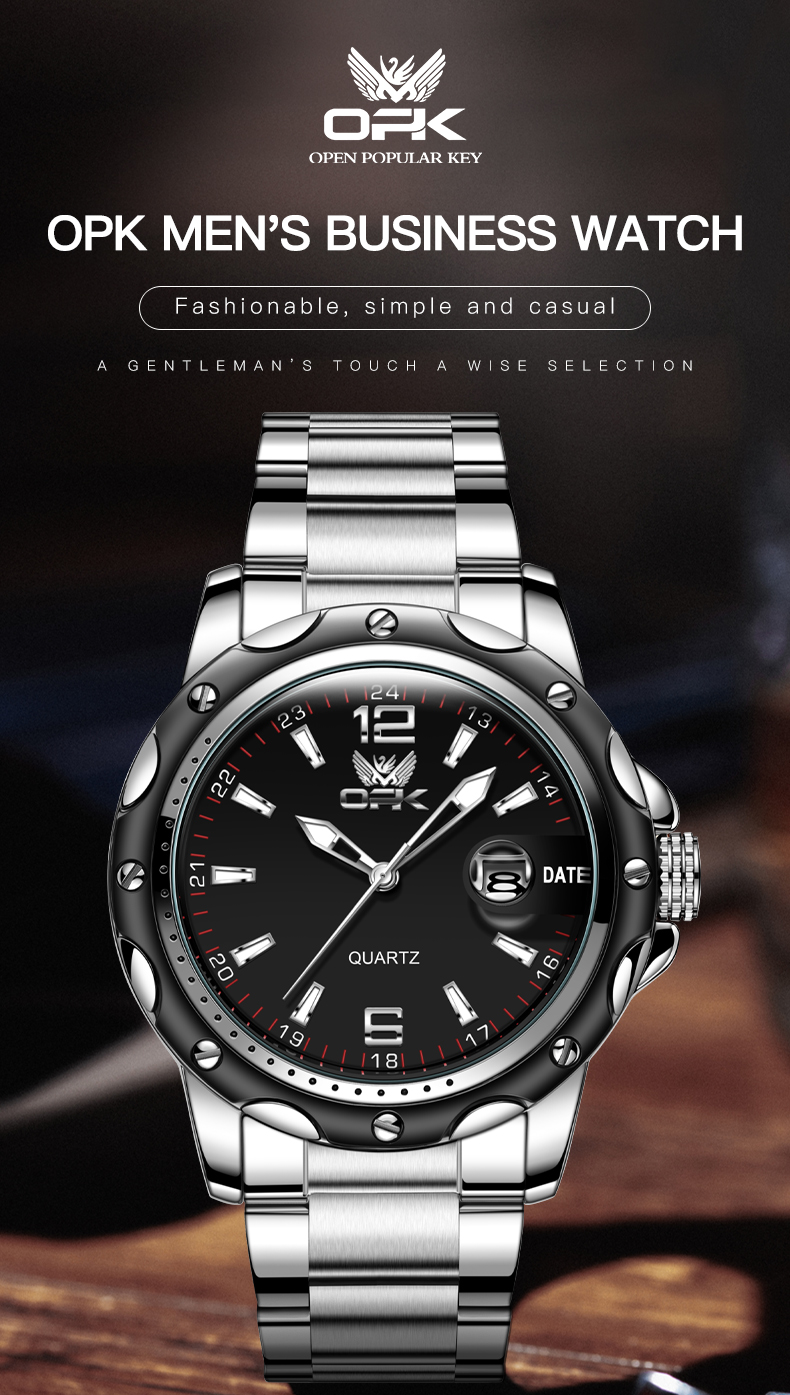 OPK Business Watch For Men Original Waterproof Luminous Date Quartz ...