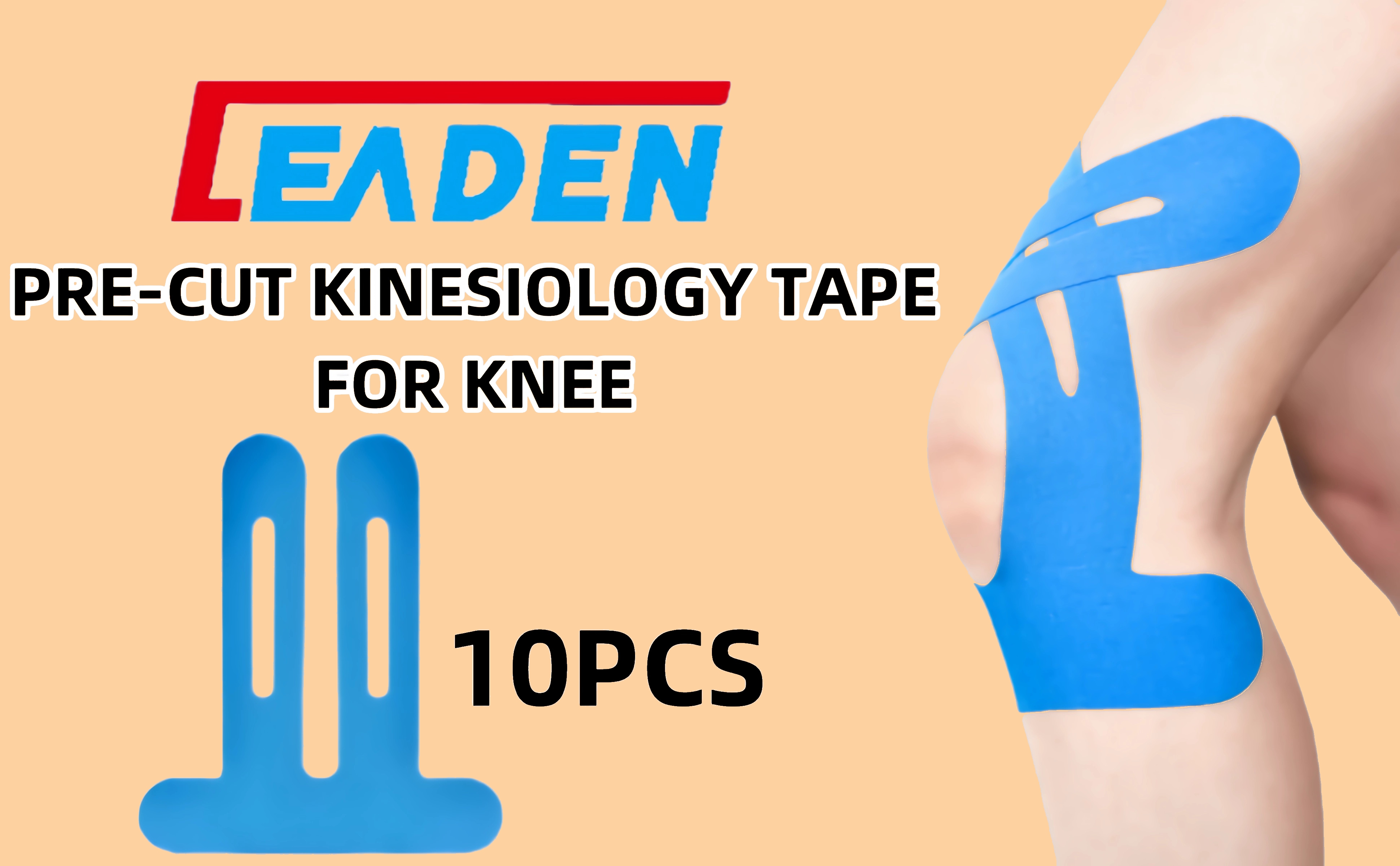 NEENCA 10Pcs Pre-Cut Kinesiology Tape for Knee,Waterproof & Elastic ...