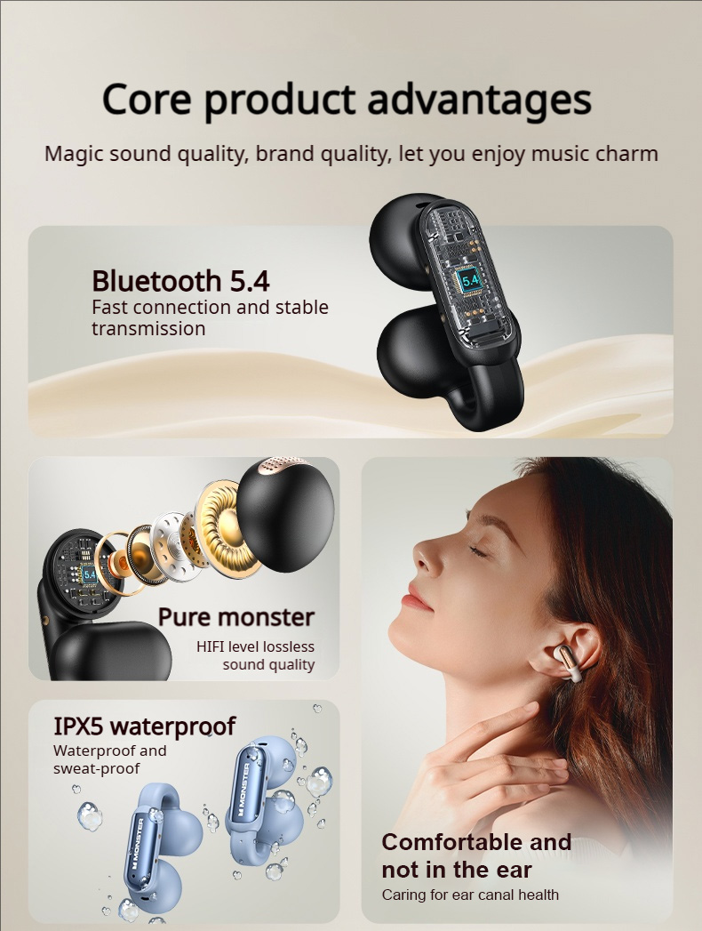 Monster Open Ear AC601 Noise-Cancelling Bluetooth Earphone Sport ...