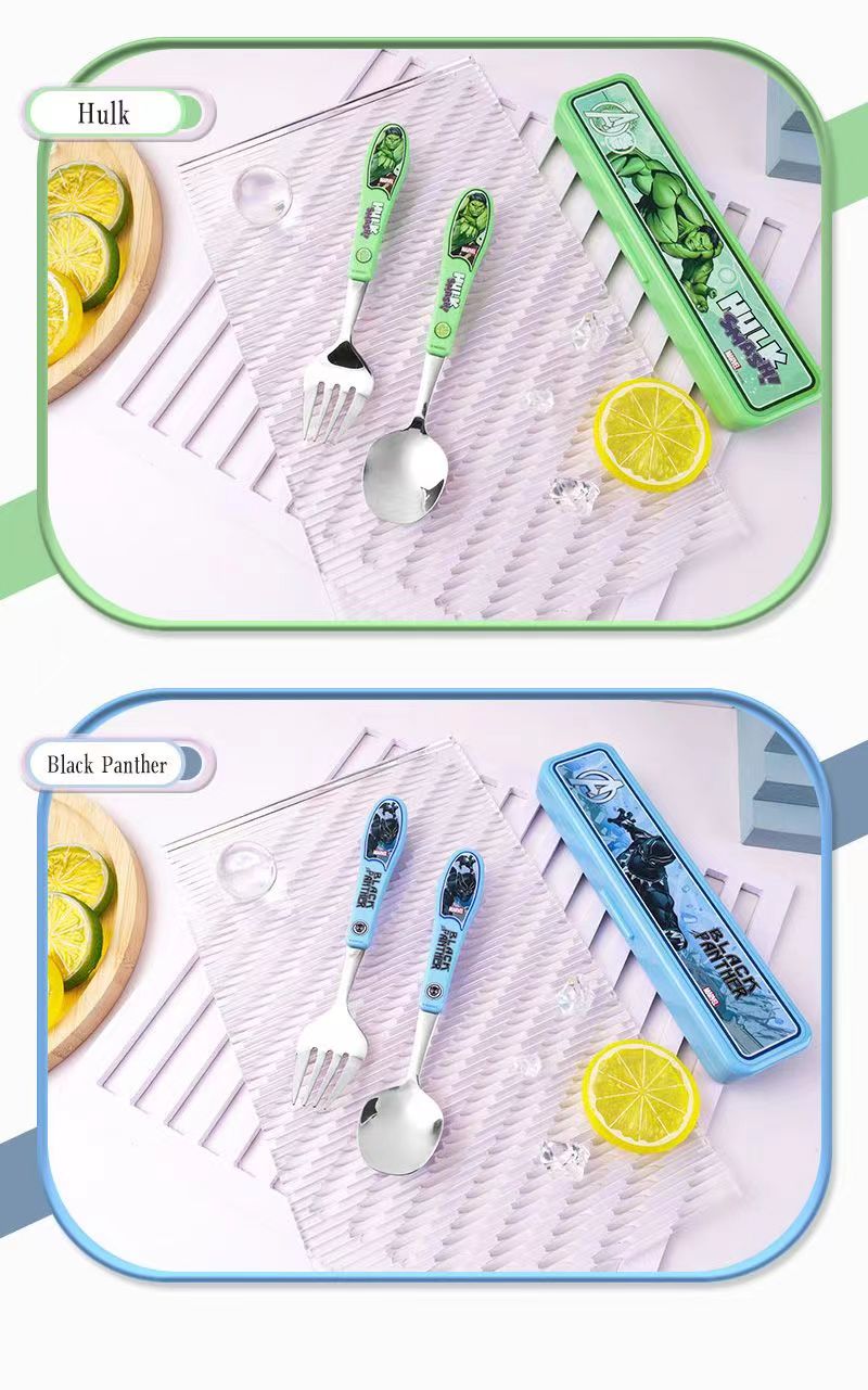 School cutlery Spider-Man Cartoon Stainless Steel Kids Spoon Fork Set ...
