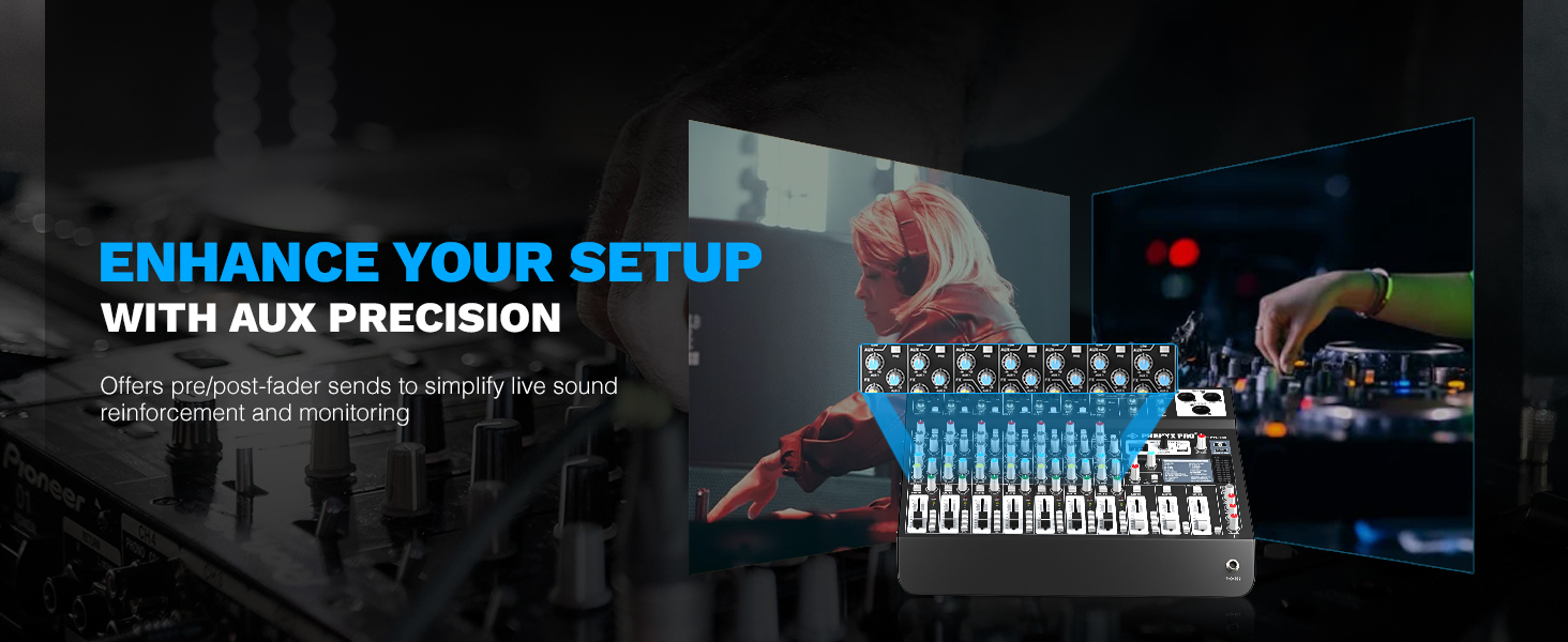 Phenyx Pro PTL-800 8-Channel Audio Mixer AUX BUS SUB 16 DSP BT&USB ...