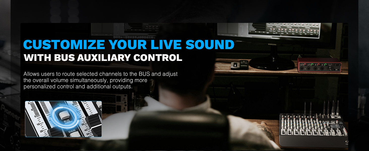 Phenyx Pro PTL-800 8-Channel Audio Mixer AUX BUS SUB 16 DSP BT&USB ...