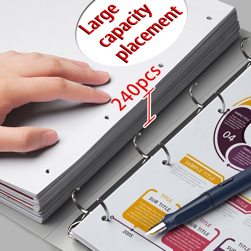 A4 Four-Hole Binder Large Capacity File Folder Portable Buckle File ...