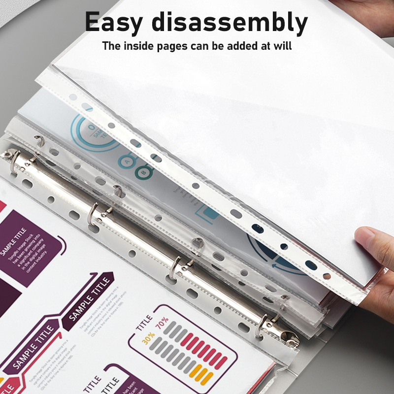 A4 Four-Hole Binder Large Capacity File Folder Portable Buckle File ...