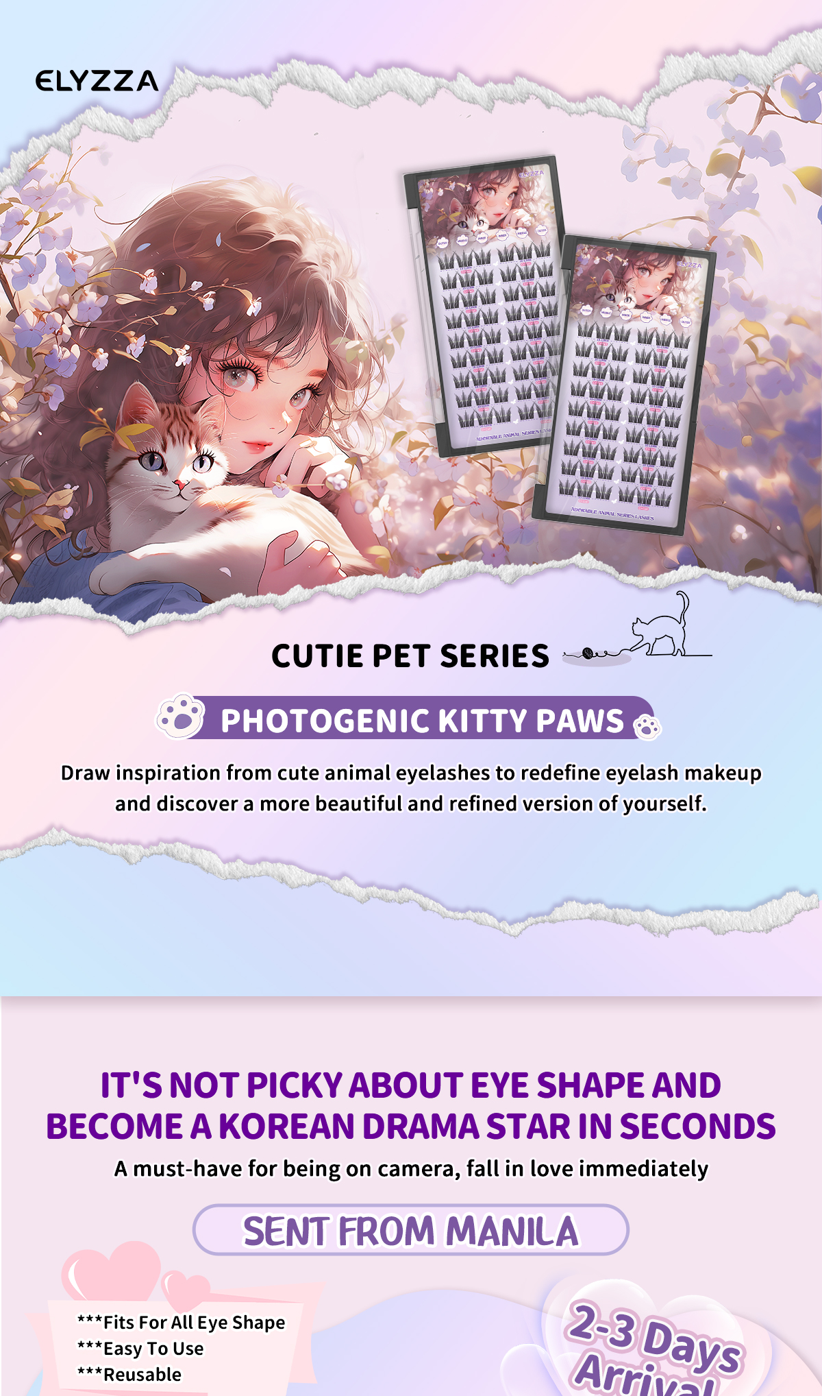 [Sent From Manila] Elyzza Cutie Pet Kitty Paws Lashes 2-3 Days Arrival ...