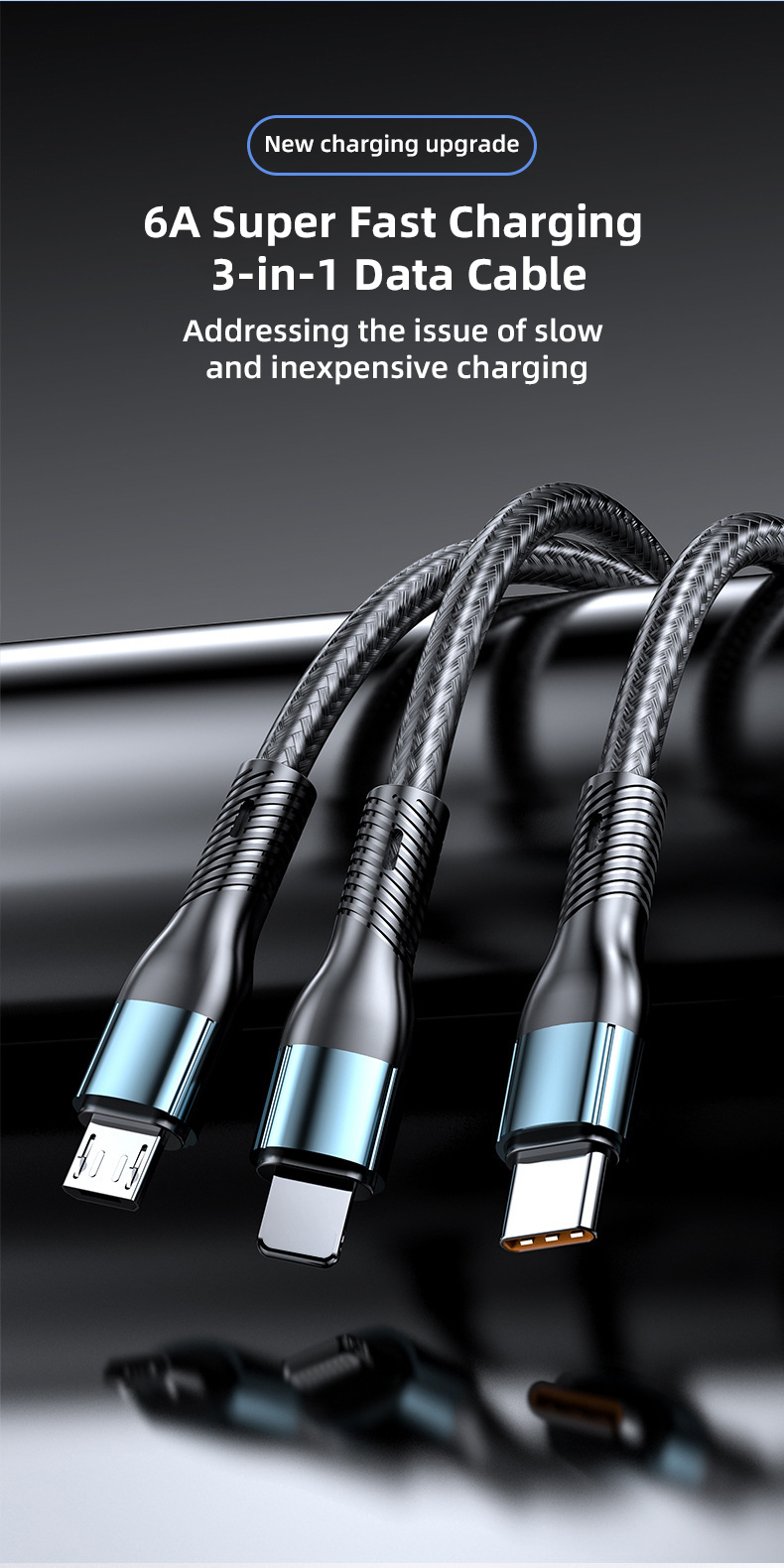 3-in-1 Multi Charging Cable,Fast Charger Cord Transmission TypeC USB ...