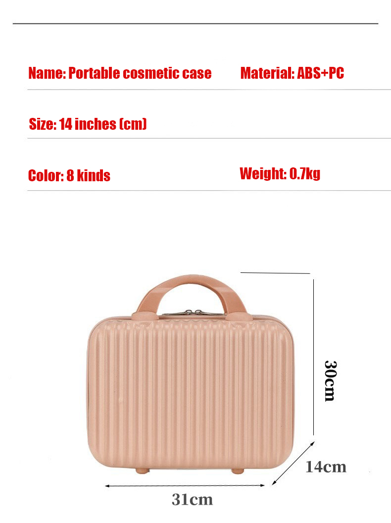 14 Inch Mini Travel Bag Portable Makeup Luggage Hand Carry Cosmetic ...