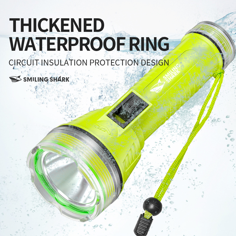 Smiling Shark QSD38 Diving Flashlight LED 6000LM IPX8 Special diving ...