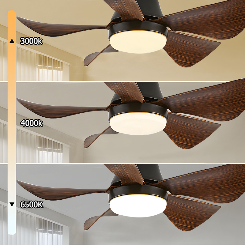 KASIDA wood grain ceiling fan with light remote nordic modern 5 blades ...