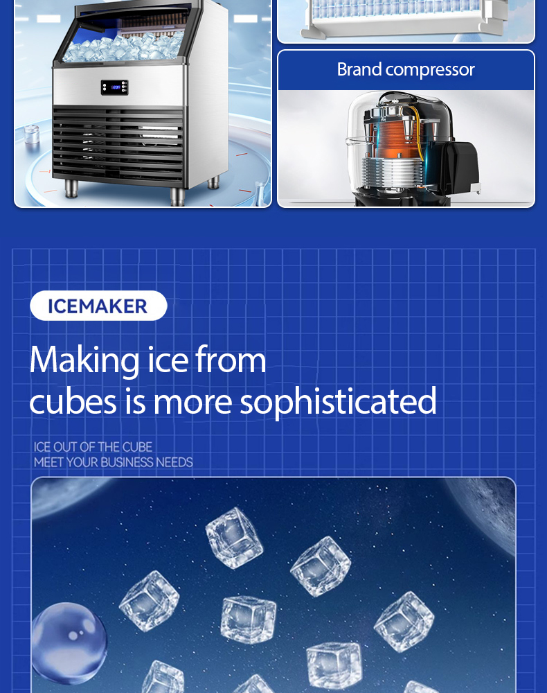 Kingkong Commercial automatic intelligent ice maker 55KG blue light ...