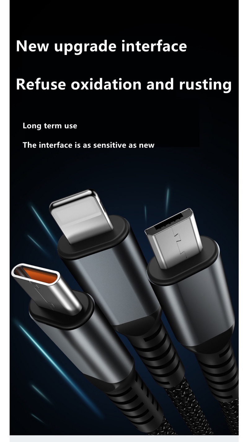 3 for 1 Data Cable, PD100W Digital Display Data Cable, Fast Charging ...