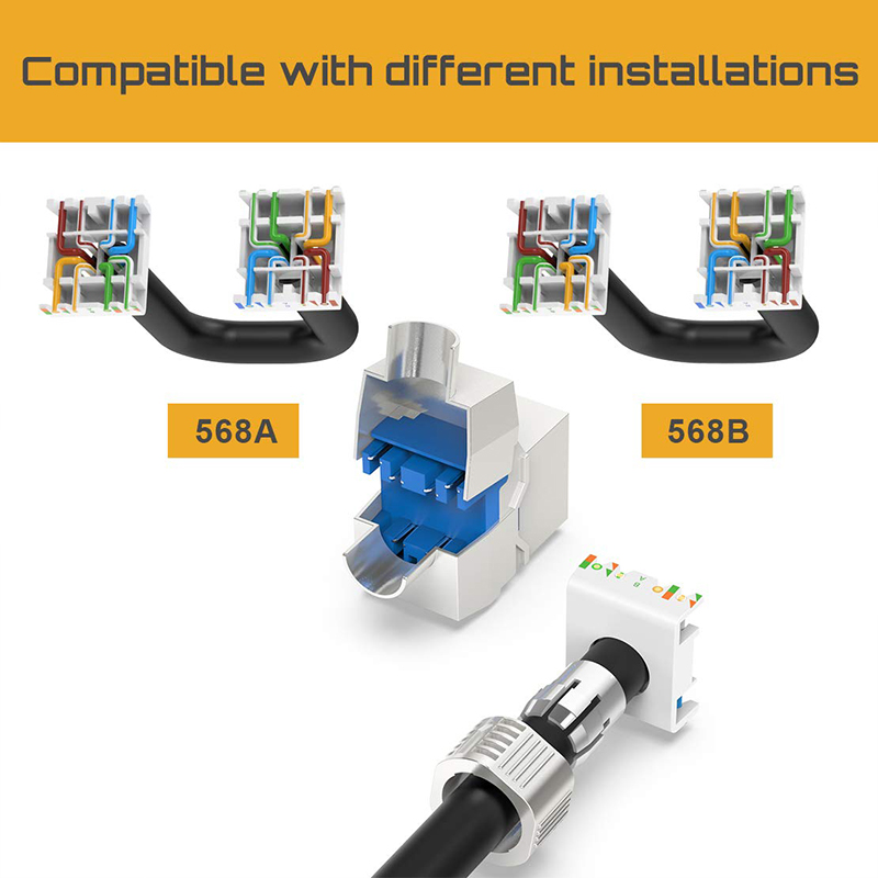 Hoolnx CAT8 CAT7 CAT6A CAT6 Tool Less RJ45 Keystone Jack, Metal Zinc ...