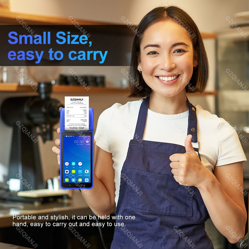 Handheld 4G Android 8.1 PDA POS 58mm Receipt Printer Support SIM card ...