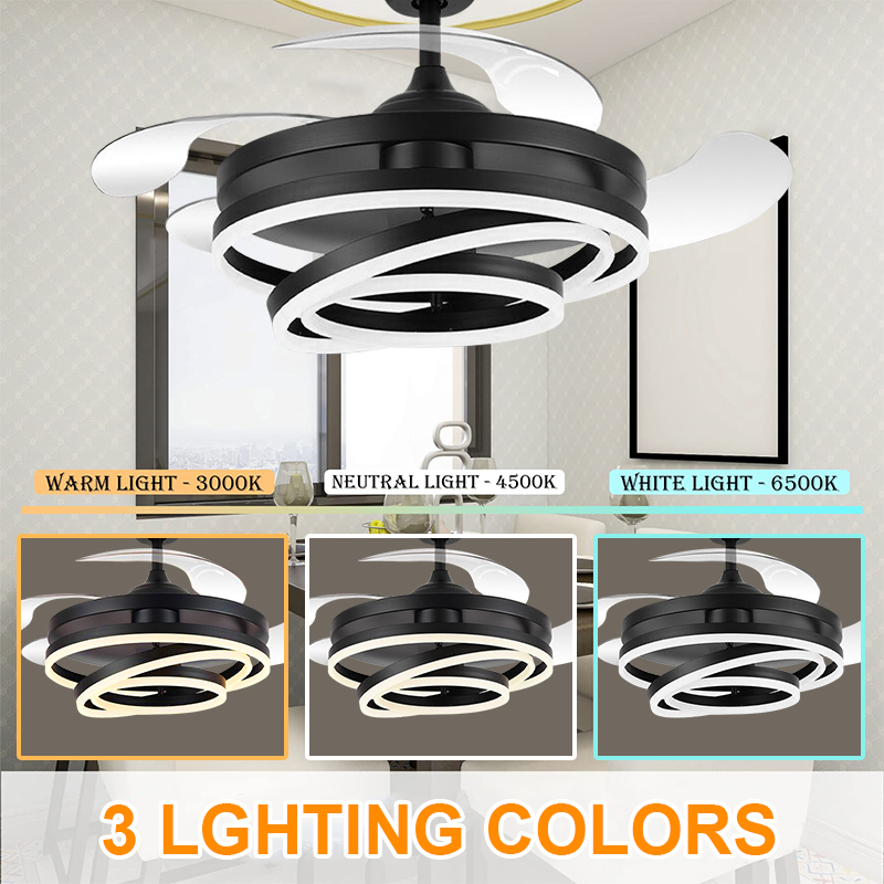 KASIDA chandelier ceiling fan with light remote control crystal luxury ...