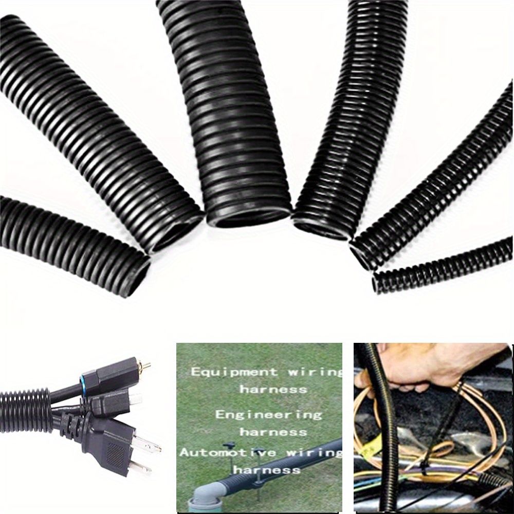 1pc 6m Split Loom Tubing Wire Conduit, Black Corrugated Wire Tube Cable ...