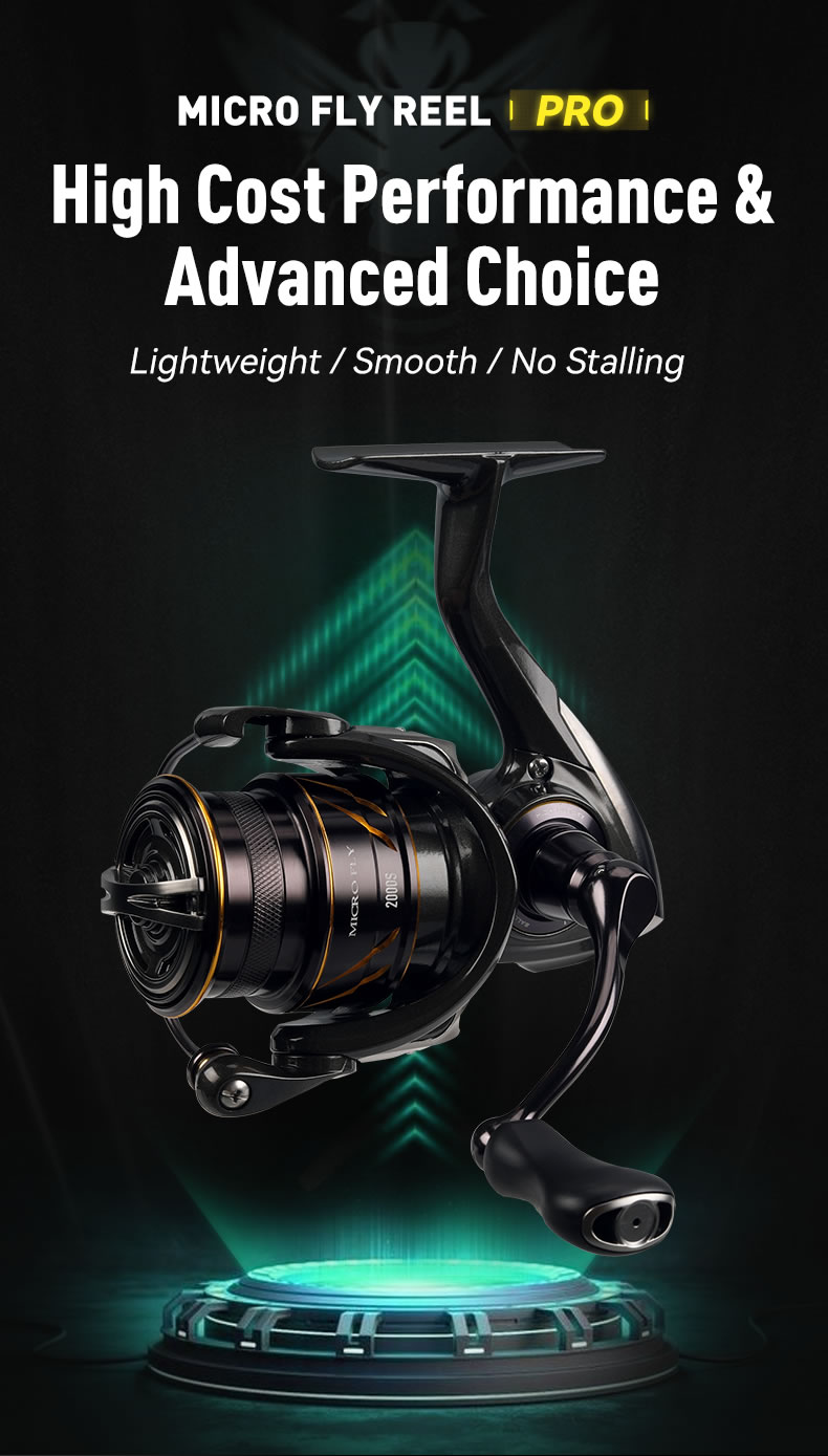Kingdom MICRO FLY Spinning Fishing Reel 800 1000 2000 2500SHG 3000 160g ...