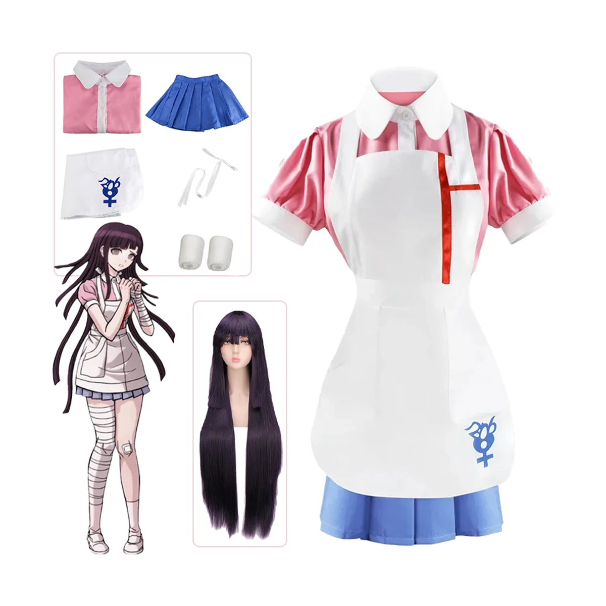 Danganronpa Mikan Tsumiki Cosplay Outfit With Wig Anime Halloween ...