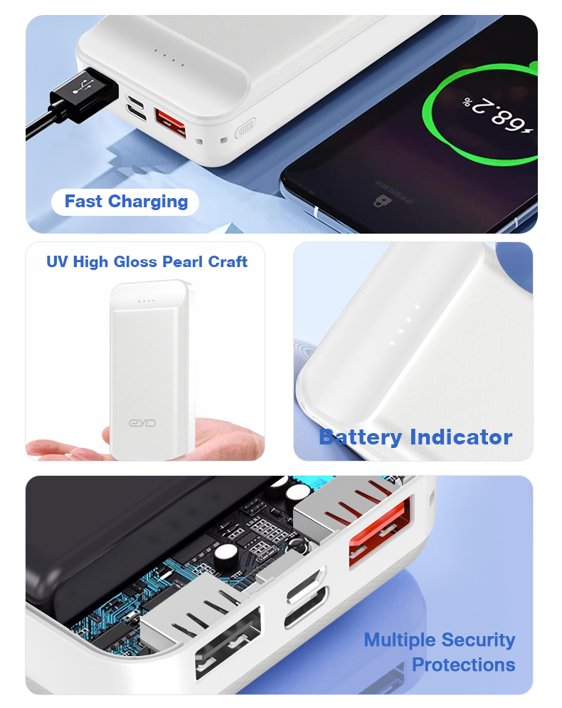 EYD JS40 Powerbank 20000mAh Micro Type C & 2 USB 4 IN 1 Power Bank ...