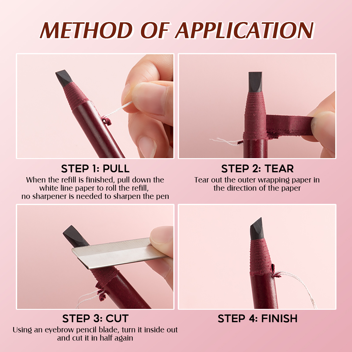 IMAGIC Profession Eyebrow Pen Pull Wire Paper Brow Pencial Long-lasting ...