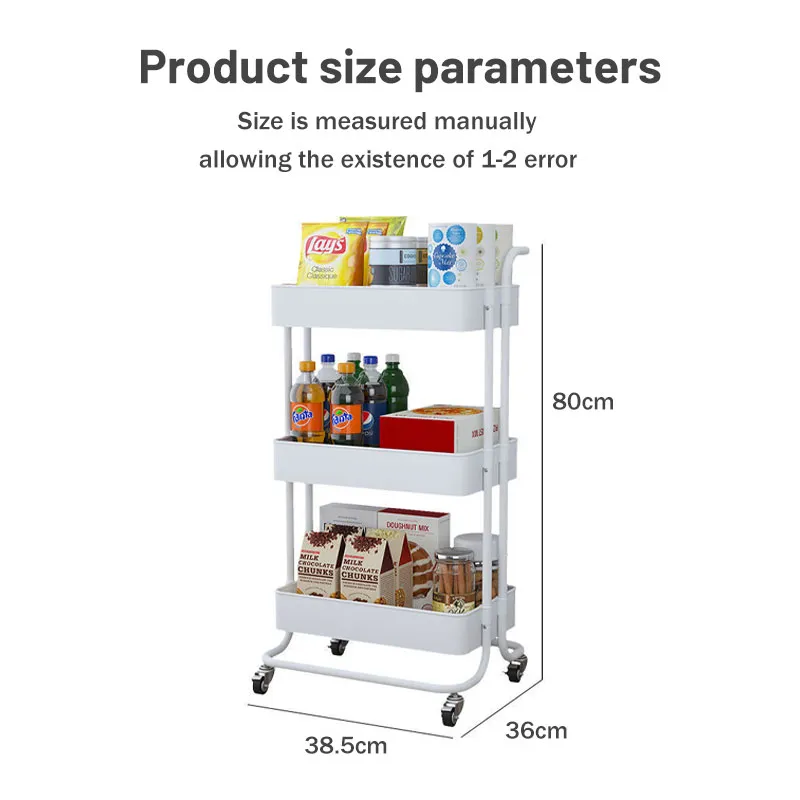 Trolley Cart Organizer For Baby 3 Tier Utility Trolley Carbon Steel ...