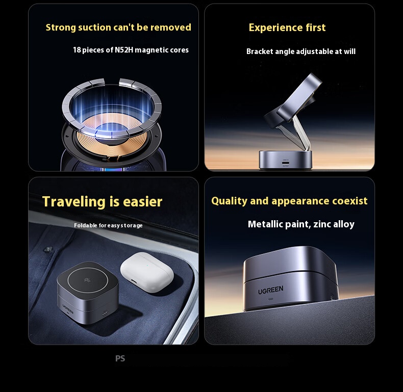 UGREEN 2-in-1 25W Magnetic Wireless Charger Stand Qi2 MPP Foldable ...