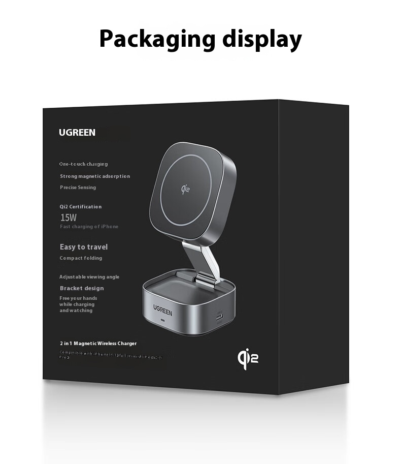 UGREEN 2-in-1 25W Magnetic Wireless Charger Stand Qi2 MPP Foldable ...