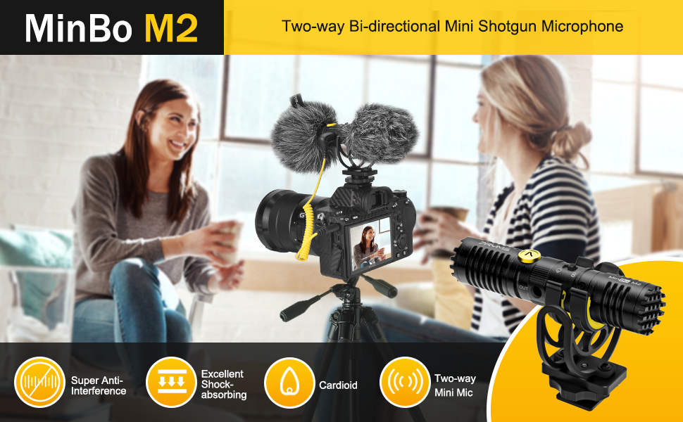 Shotgun Microphone ,7RYMS MinBo M2 Two-way Bi-directional Mini On ...