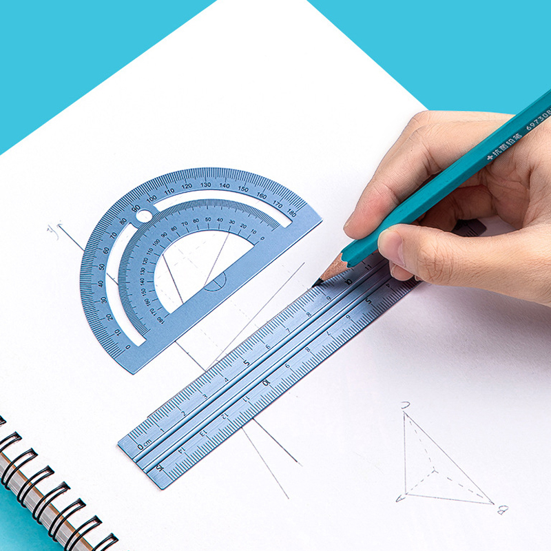4 In 1 Metal Ruler Triangle Protractor Multifunctional Straight Rulers ...