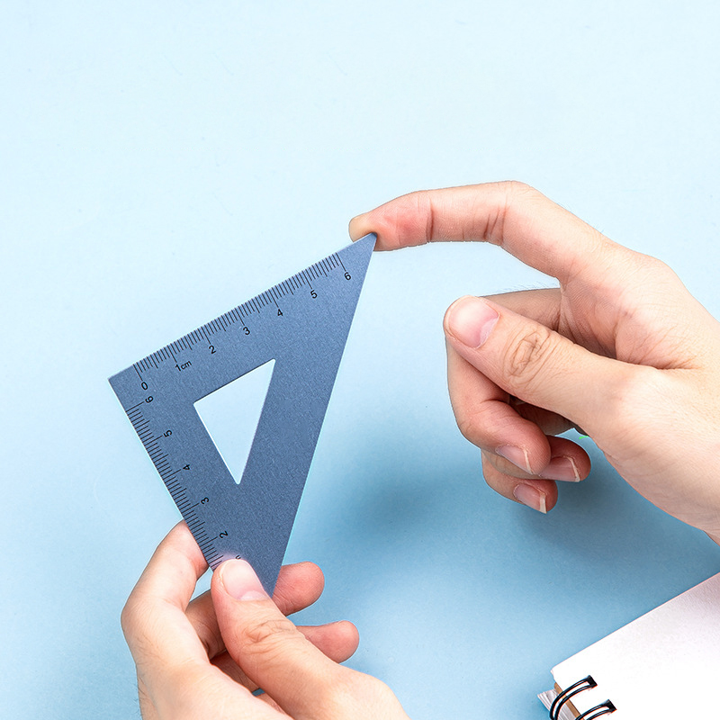 4 In 1 Metal Ruler Triangle Protractor Multifunctional Straight Rulers ...