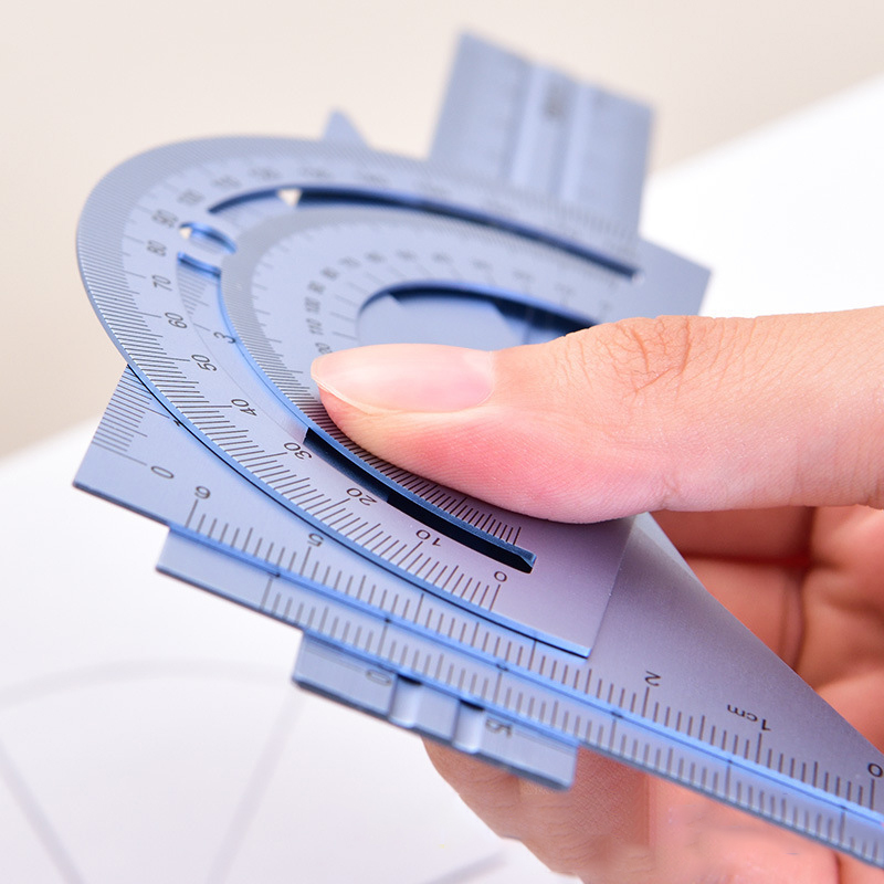 4 In 1 Metal Ruler Triangle Protractor Multifunctional Straight Rulers ...