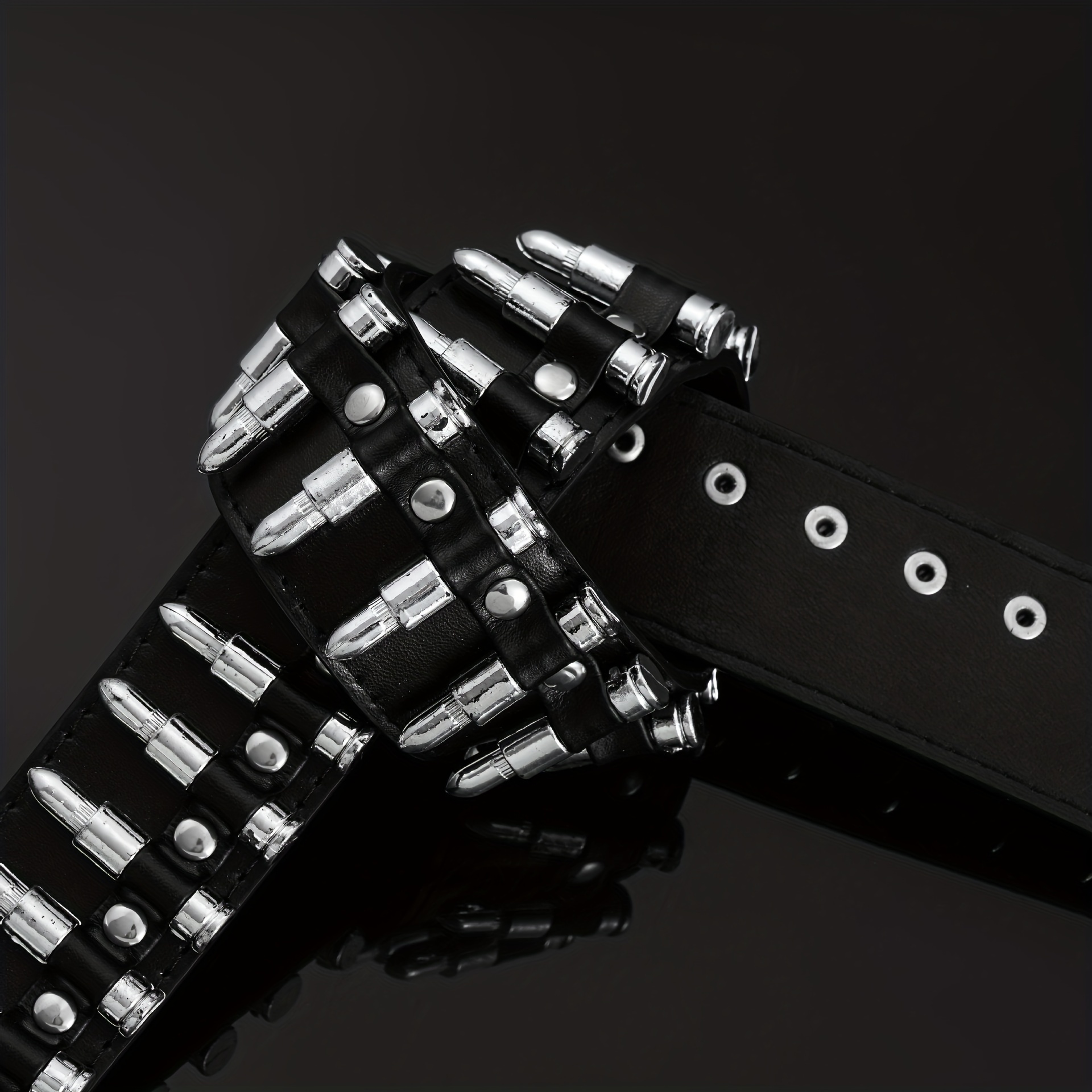 Unisex Black Punk Hip-Hop Belt - Y2k Bullet Buckle Metal Adjustable ...
