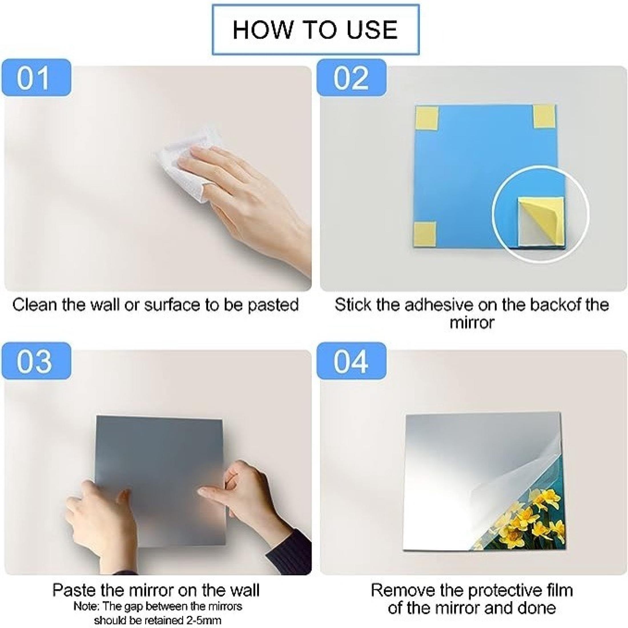 HD Mirror Full Body Mirrors Square Self-adhesive Wall Mirror Bent ...