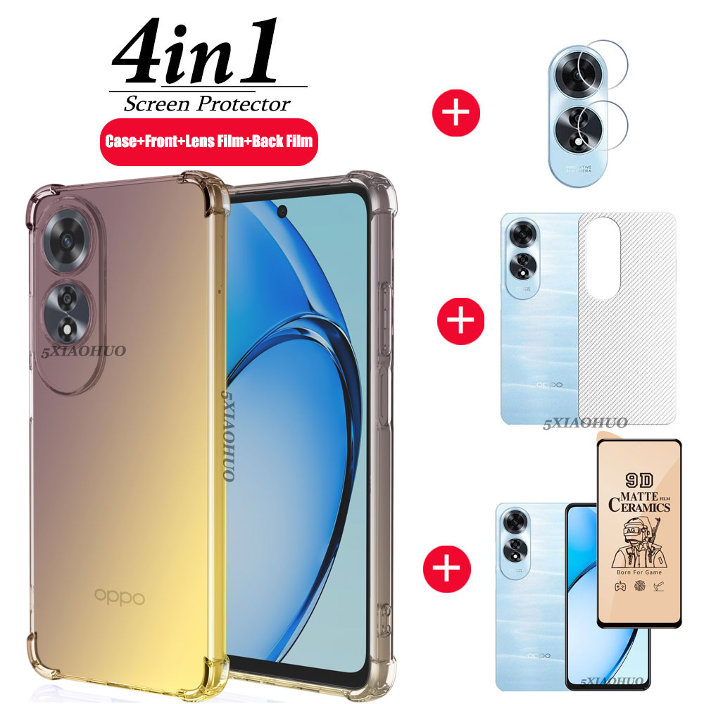 (4 in 1) For OPPO A60 phone case +Full Cover Screen Protector Film ...