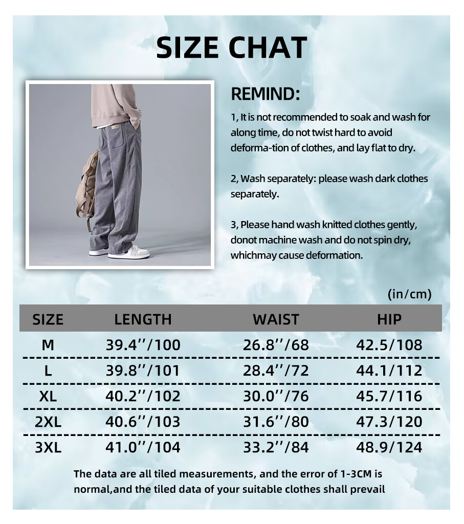 iymuymn Labeling Corduroy Pants For Men Stripe Texture Korean Baggy ...