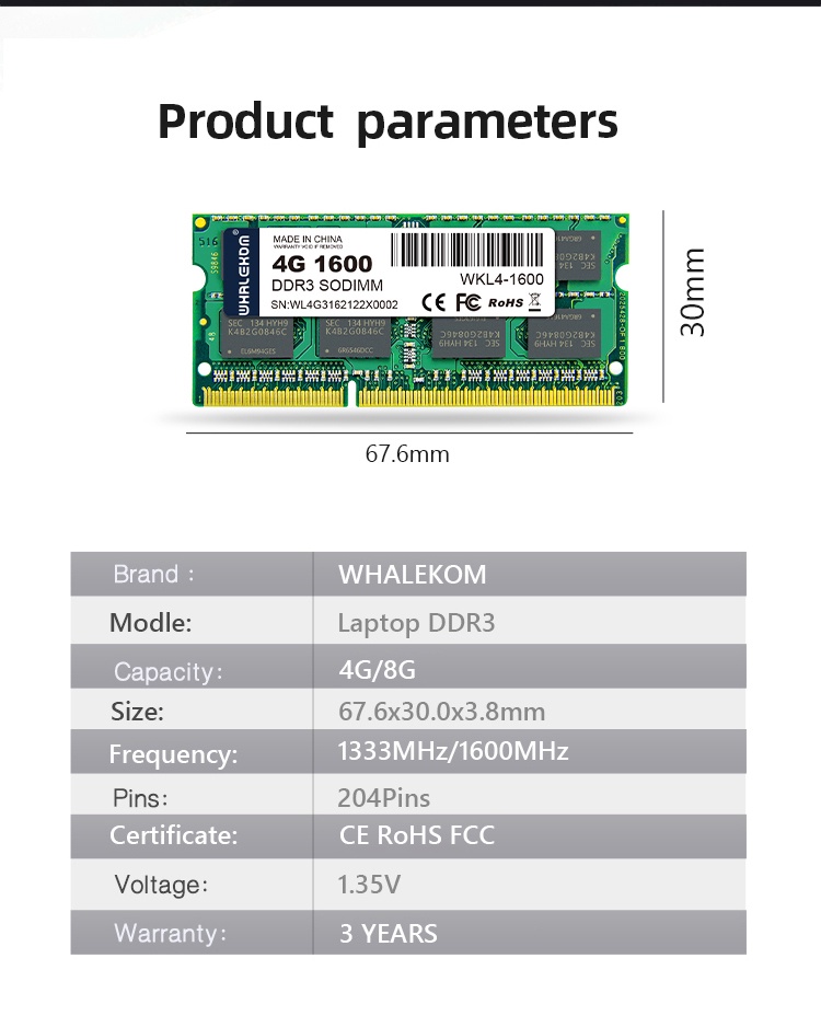 Laptop DDR3 4GB 8GB 16GB High Performance 1.2V DDR4 Memoria RAM 1333MHz 1600MHz DDR3 SODIMM ...